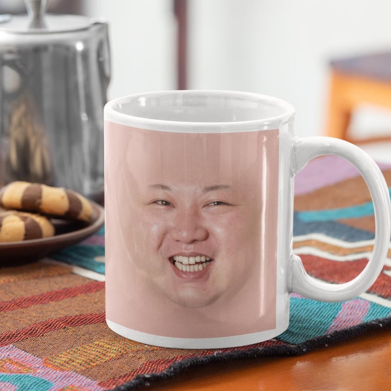 The Laughing Kim Jong Un Mug, Kim Jung Un Wart Mug, Funny Meme Mug ...