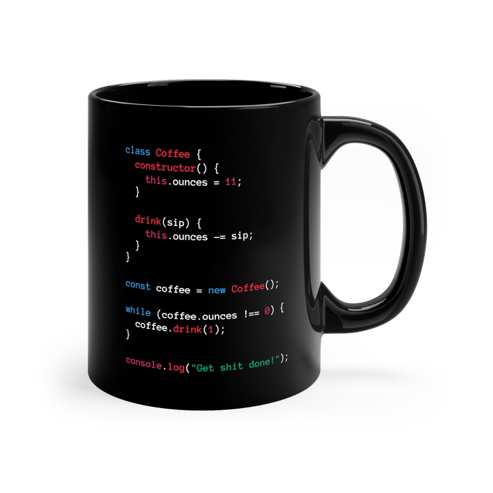 Javascript Black Coffee Mug, Web Developer Mug, Software Developer Gift ...