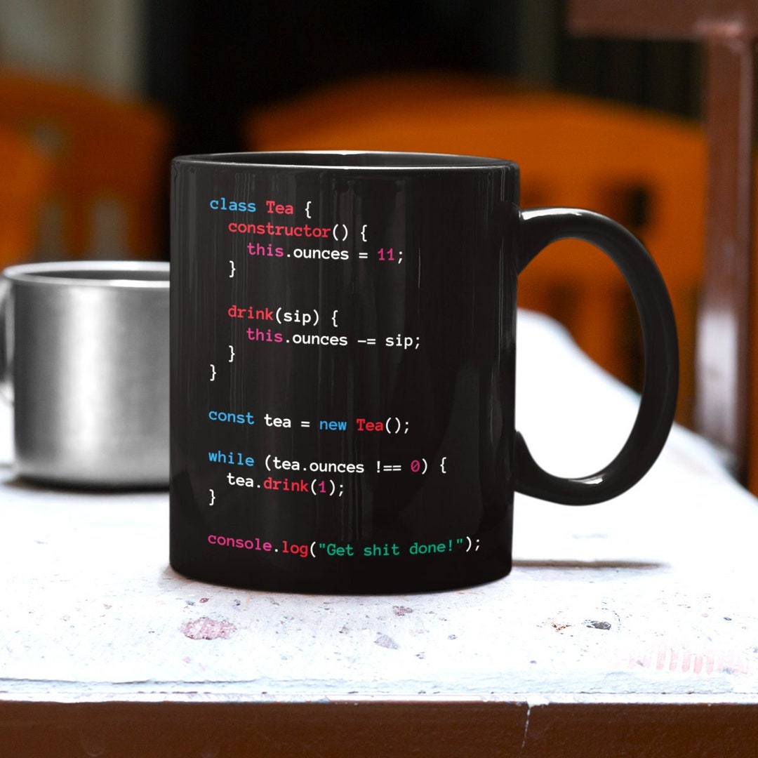 Javascript Black Tea Mug, Web Developer Mug, Software Developer Gift ...