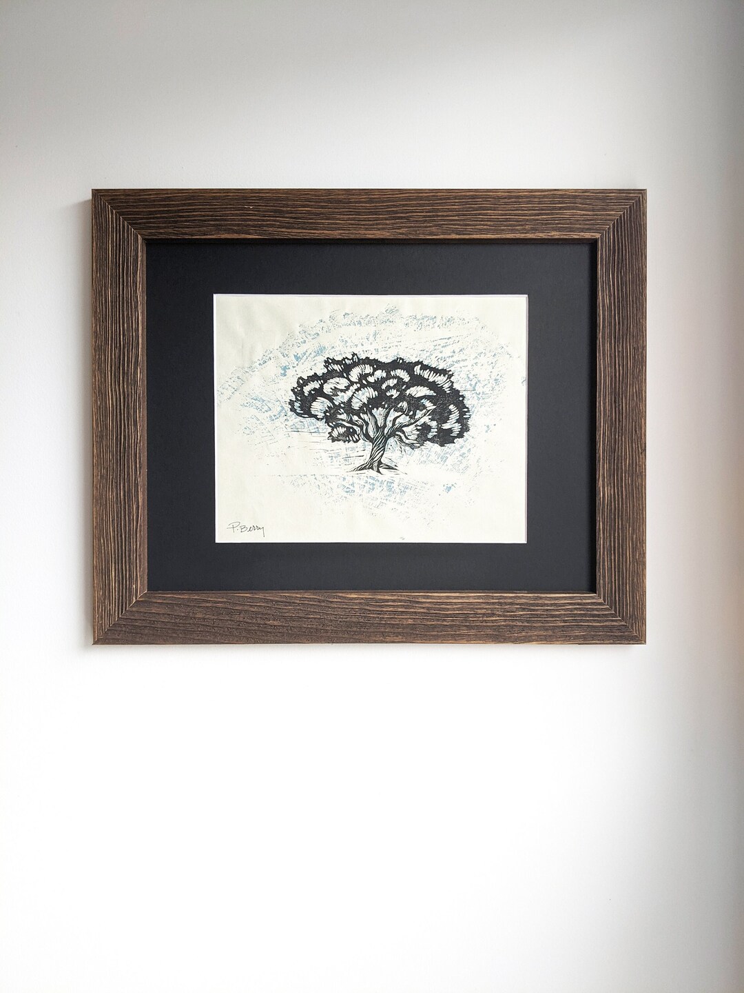 Tree + Wood Grain Woodblock Print: Horizontal - Etsy