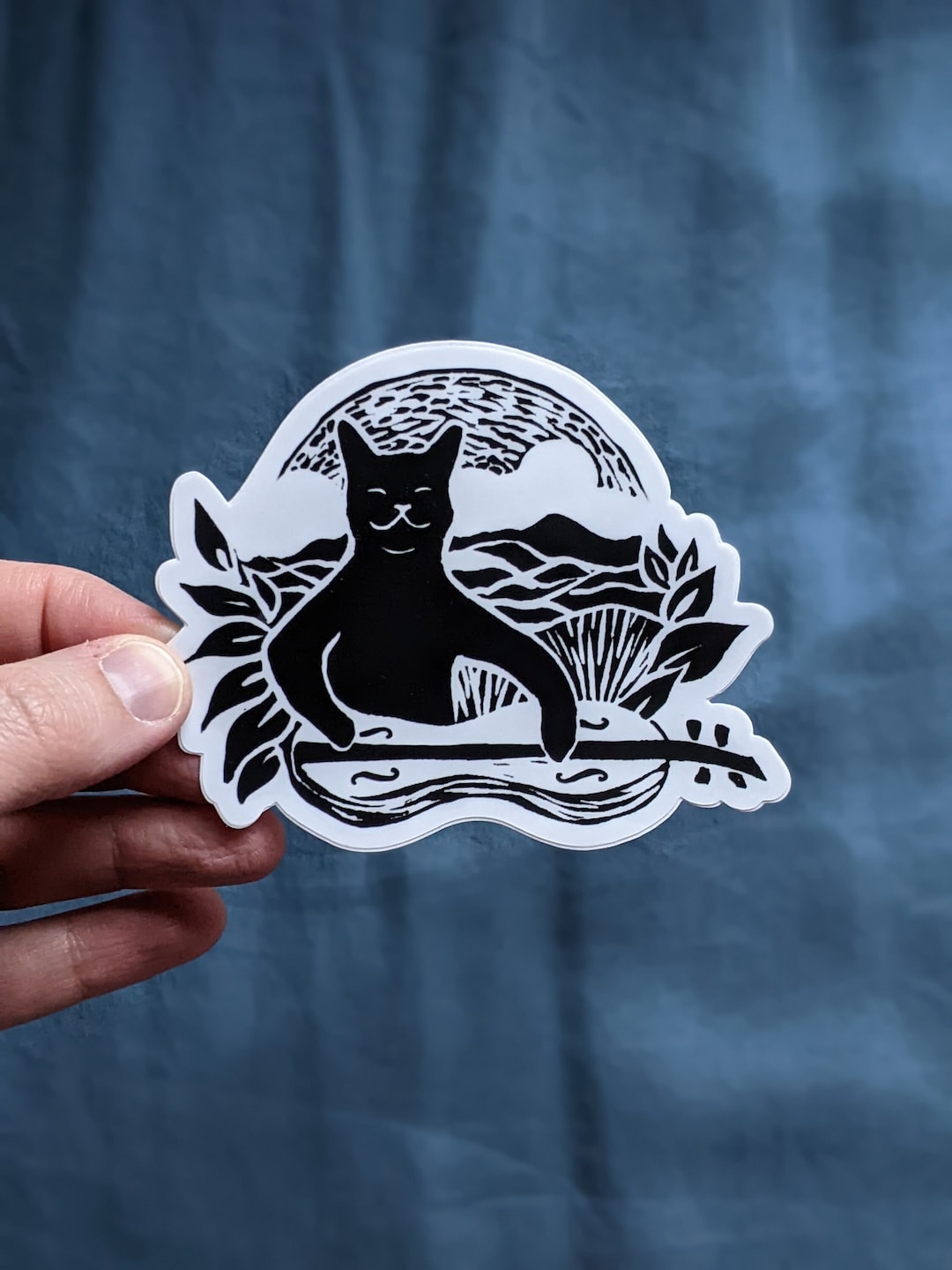 Cat + Mountain Dulcimer Sticker - Etsy