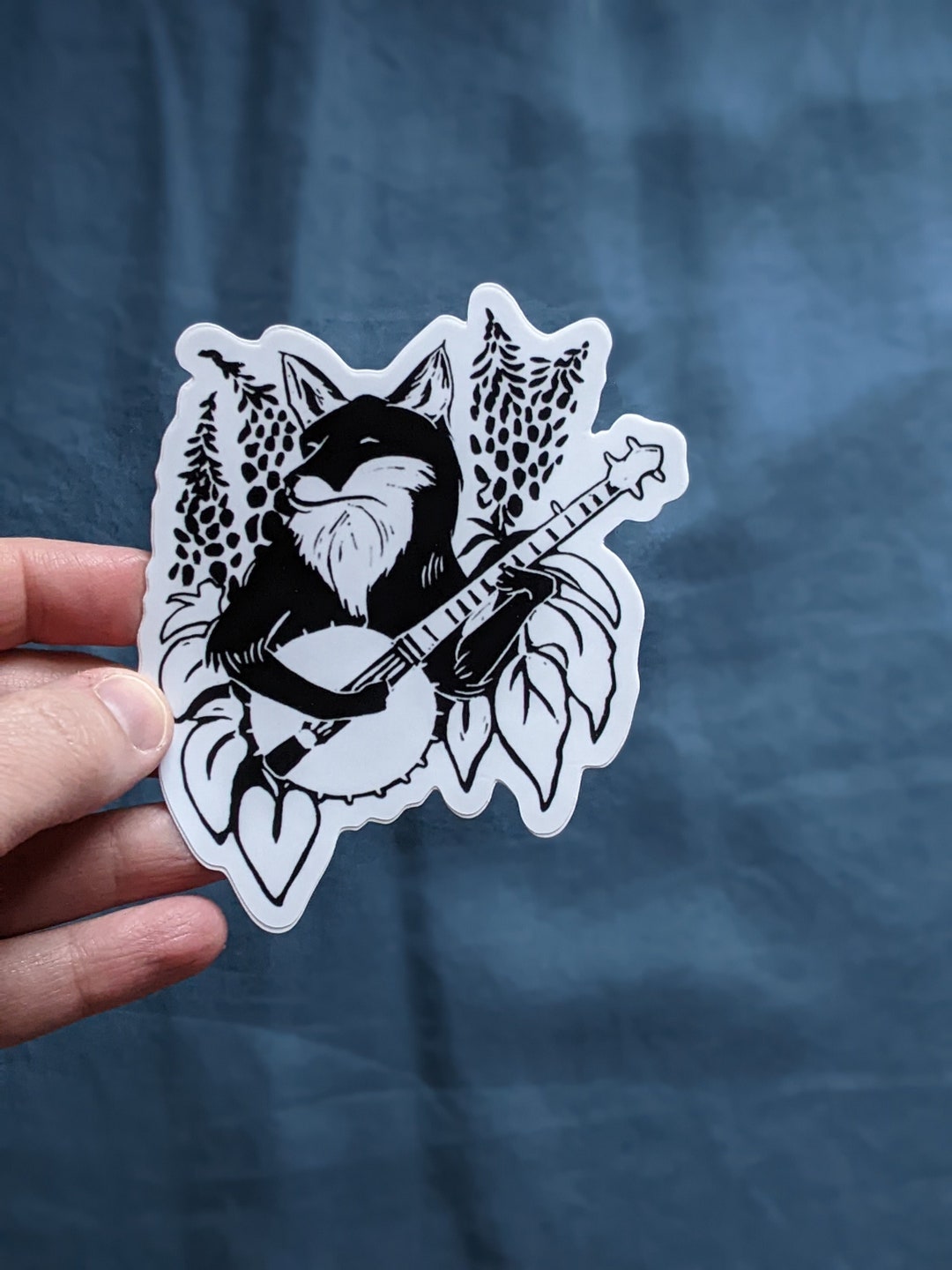 Fox + Banjo Die Cut Sticker - Etsy