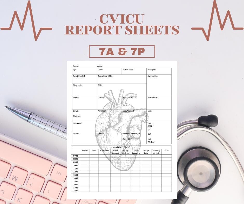 CVICU CCU ECMO Icu Report Sheet - Etsy