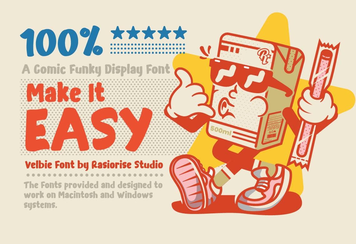 Velbie - Cartoon Display Font, Comic Font, Retro Font, Groovy Font ...