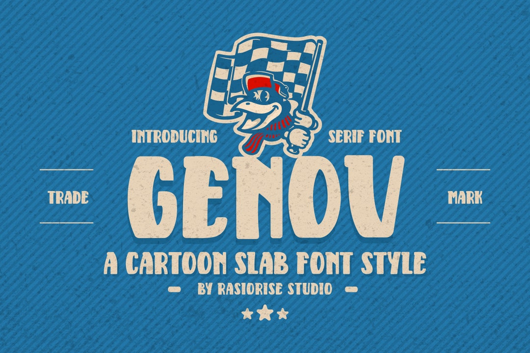 Genov - Cartoon Slab Font, Serif Font, Cartoon Font, Motorcycle Font, Comic Font, Retro Font ...