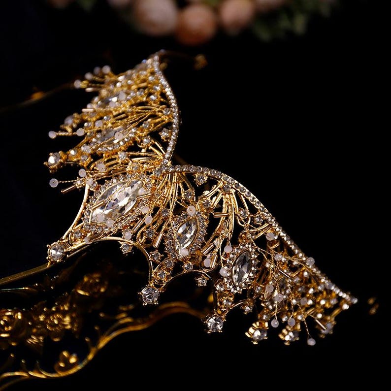 Gold Princess Bridal Crown, Elegant Wedding Tiara, Korean Style ...