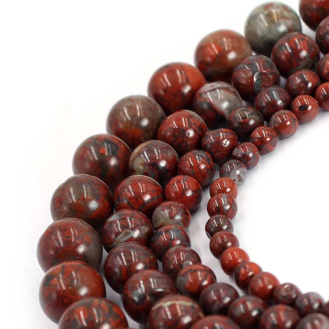 Natural 4 6 8 10mm Flower Red Jasper Round Gemstone Beads for DIY ...