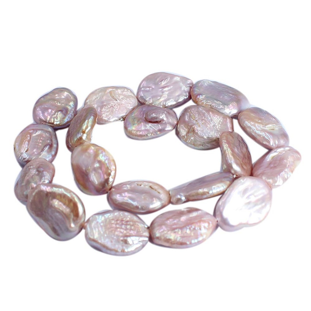Natural 15-16mm Coin Button Baroque Purple Freshwater Pearl Gemstone ...