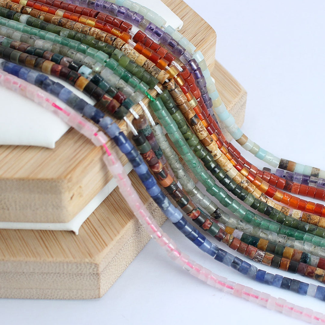 Natural 2x3mm Column Tube Assorted Gemstone for DIY Design Loose ...