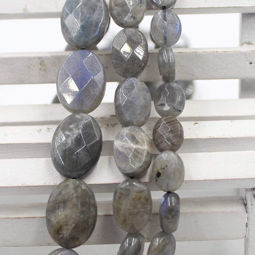 Natural 8x12mm 10x14mm 13x18mm Faceted Oval Gray Labradorite Gemstone ...