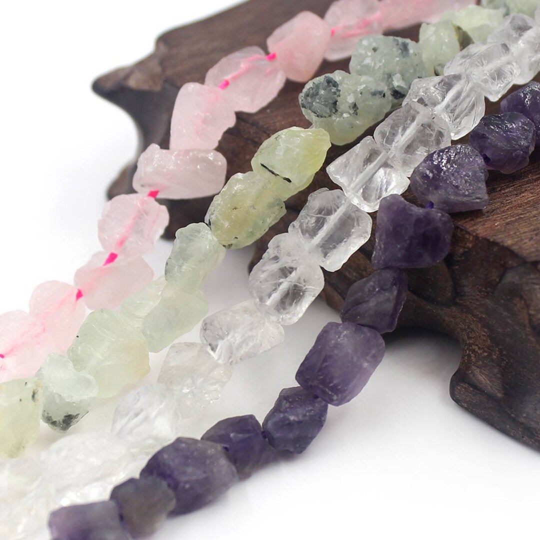 8-10mm Crude Raw Rose Quartz Prehnite Lapis Apatite Tourmaline ...