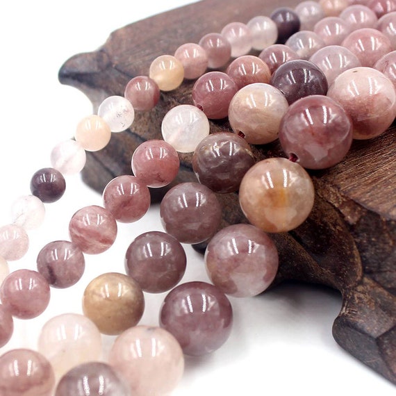 Natural 4 6 8 10 12mm Round Purple Berry Quartz Gemstone - Etsy