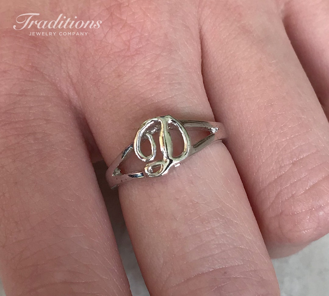 Sterling Silver Initial D Ring - Monogram D Ring - Custom Ring ...