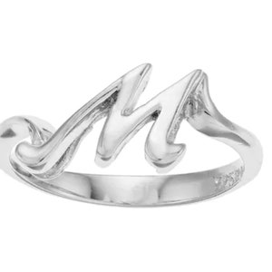 Sterling Silver Initial M Ring - Monogram M Ring - Custom Ring ...