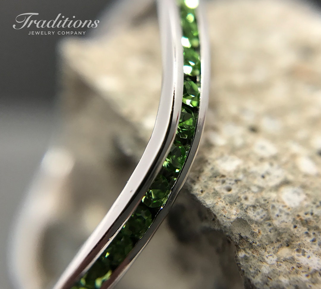 Sterling Silver Emerald Swarovski May Birthstone Stackable Wave Ring ...