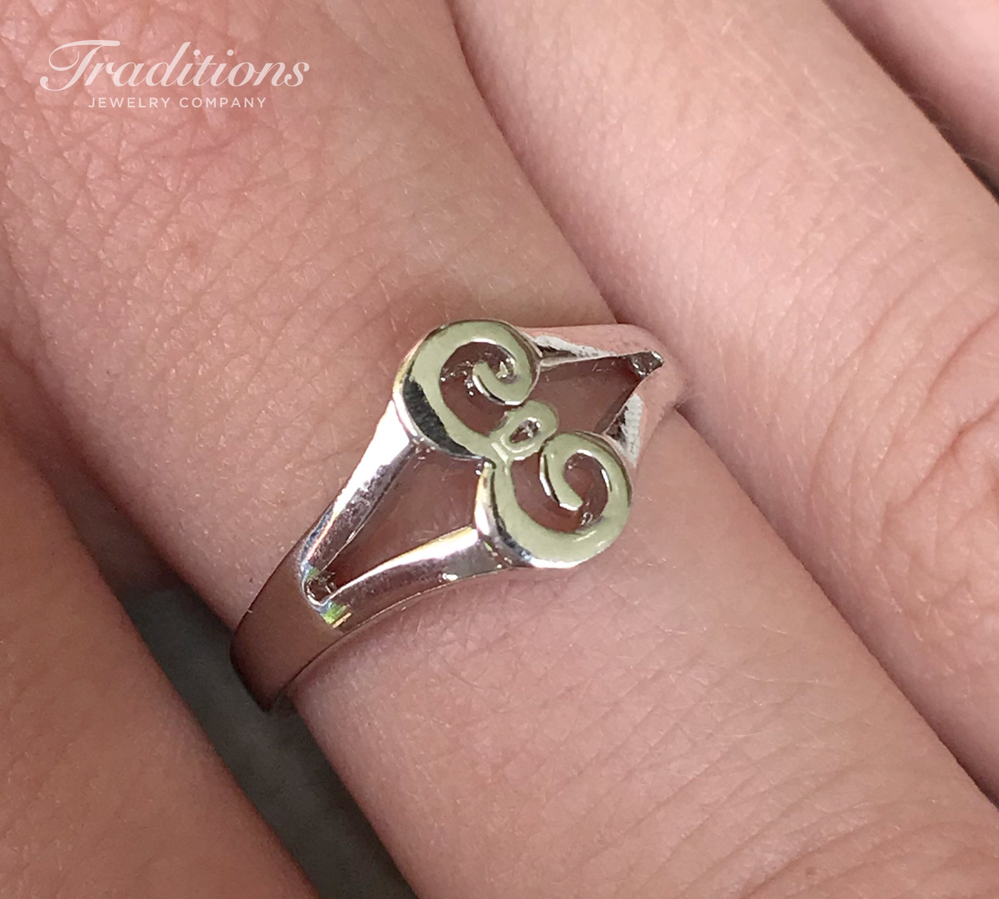 Sterling Silver Initial E Ring Monogram E Ring Custom Ring | Etsy