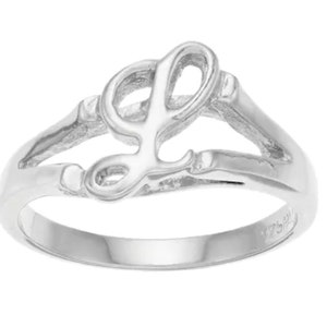 Sterling Silver Initial L Ring - Monogram L Ring - Custom Ring ...