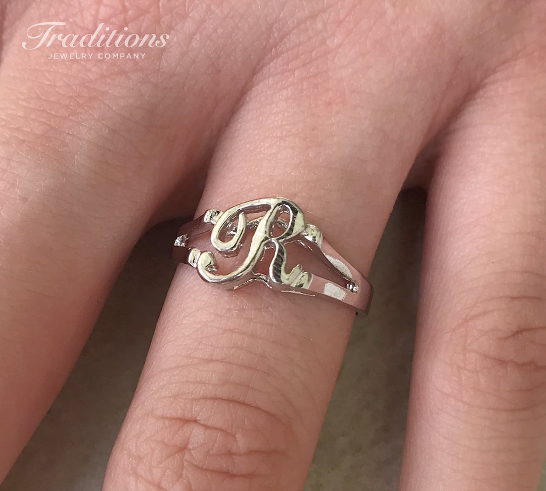 Sterling Silver Initial R Ring - Monogram R Ring - Custom Ring ...