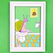 Potty Snail Illustration, 4x6" Framed Wall Art, Funny Bathroom Wall ...
