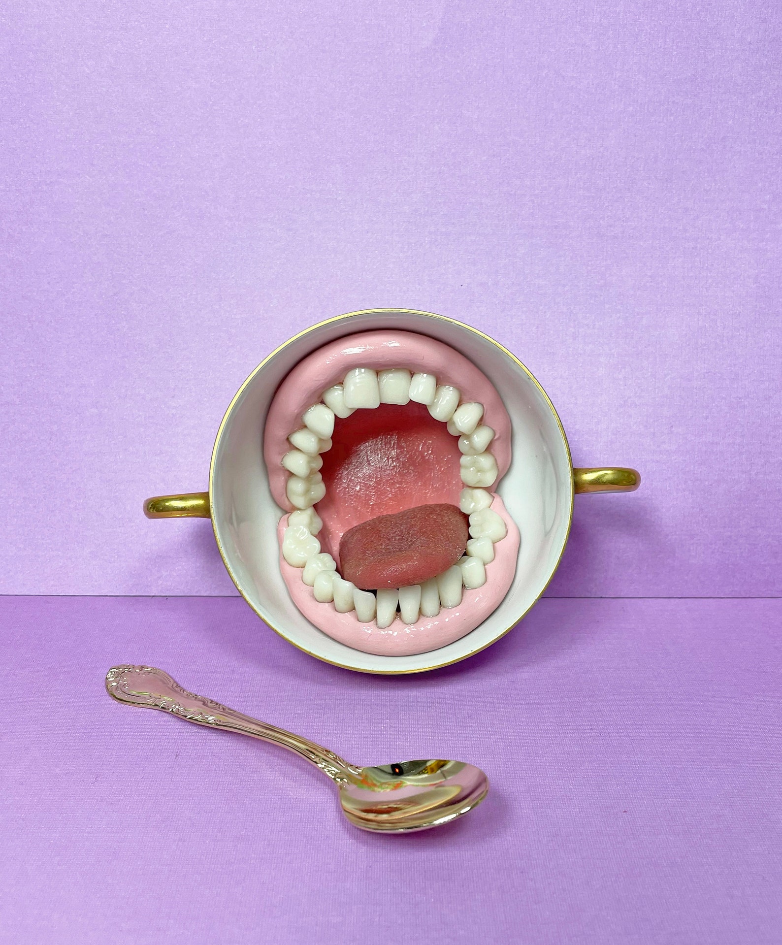 Cuppa Teeth teacup mouth art recycled multimedia weird stuff | Etsy