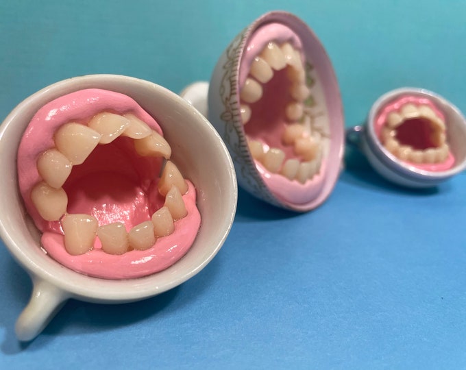 Cuppa Teeth Teacup Mouth Art Recycled Multimedia Weird Stuff - Etsy