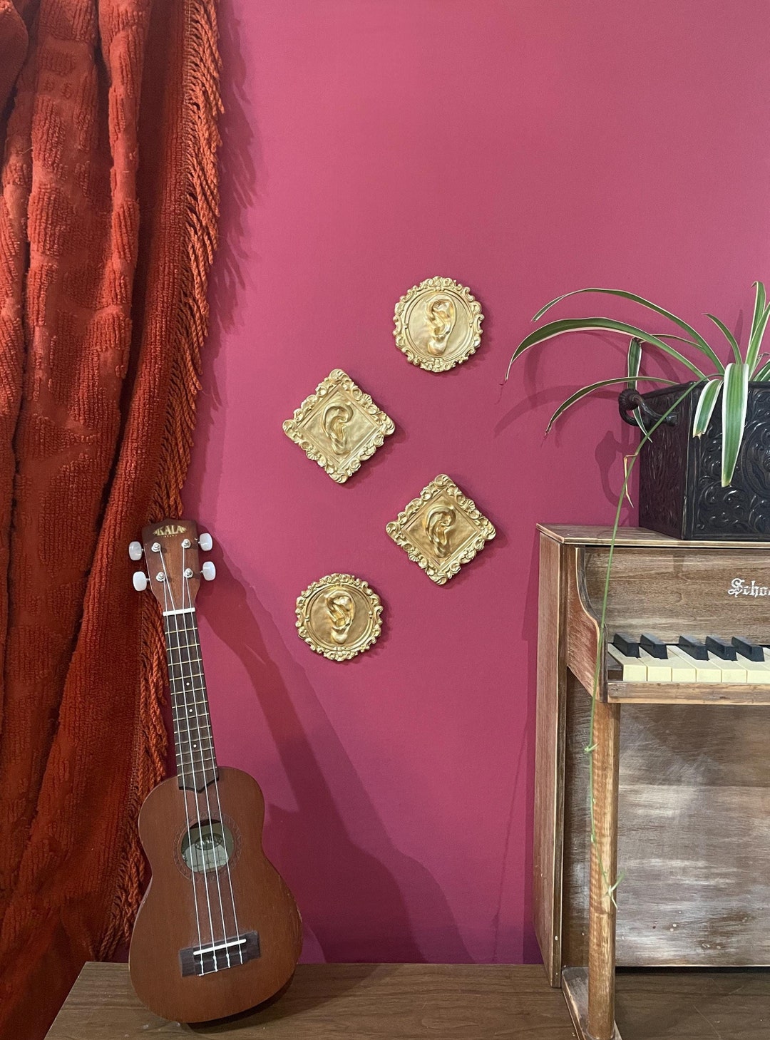 Ear Sculpture Wall Art Gold Great Listener Gift Funky Recording Studio ...