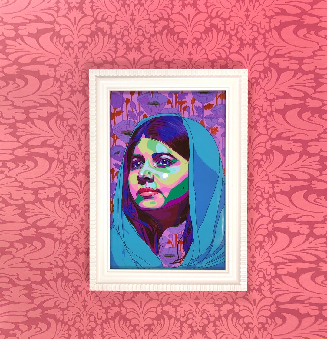 Malala Yousafzai Portrait, 4x6" Digital Artwork Illustration Print ...