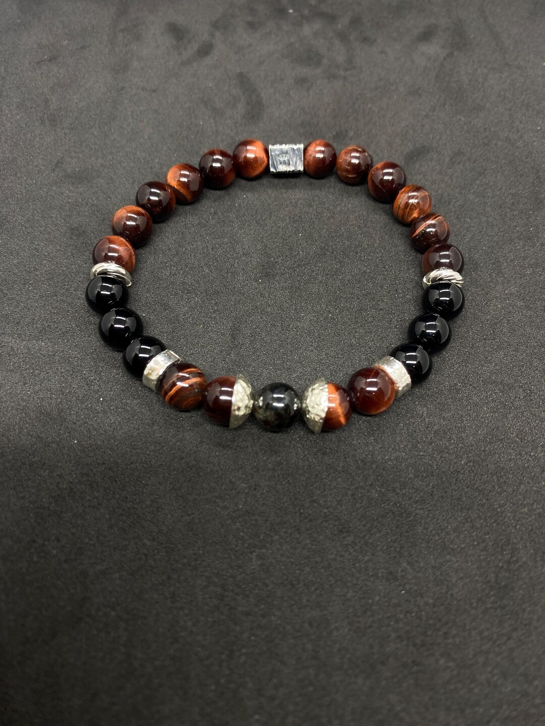 Ares. Elastic Bracelet With 8 Mm Natural Stones Tiger Eye and Onyx ...