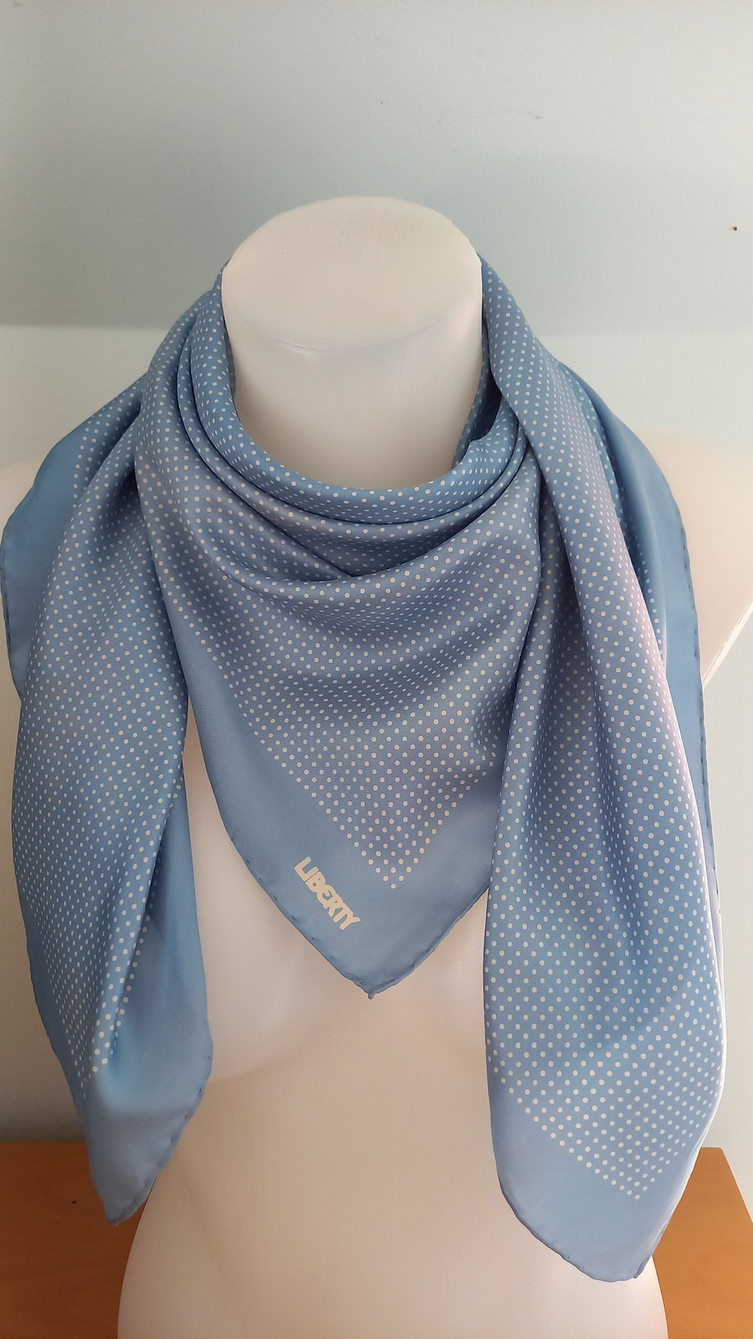 Vintage Blue & White Polka Dot Square Scarf 84 X 90 Cm / 33x 35 Inch - Etsy