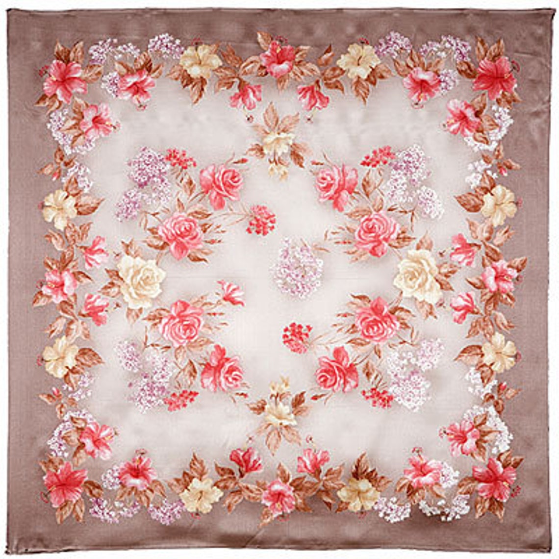 New Vintage Satin Silk Scarf. Square Floral Silk Scarf . Unused . Gift ...