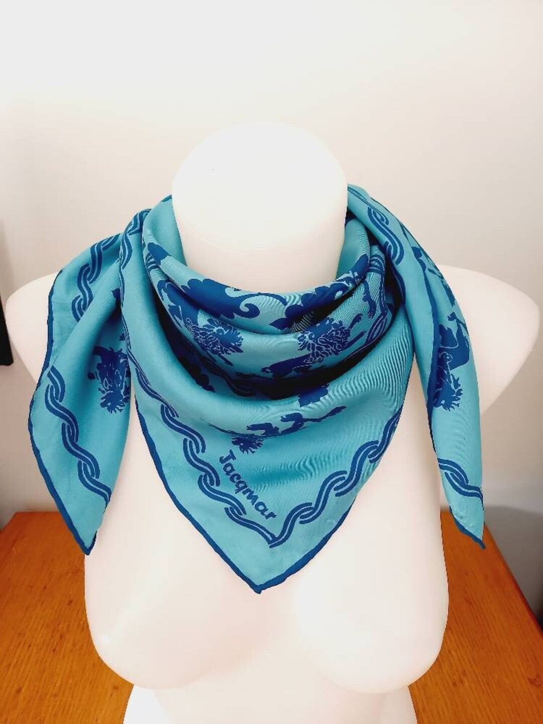 Vintage 70 S Heraldic Style Silk Scarf.designer Jacqmar Silk Scarf ...