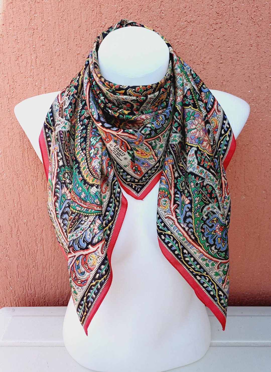 Vintage Liberty of London Silk Scarf. Made in England. Floral& Paisley ...