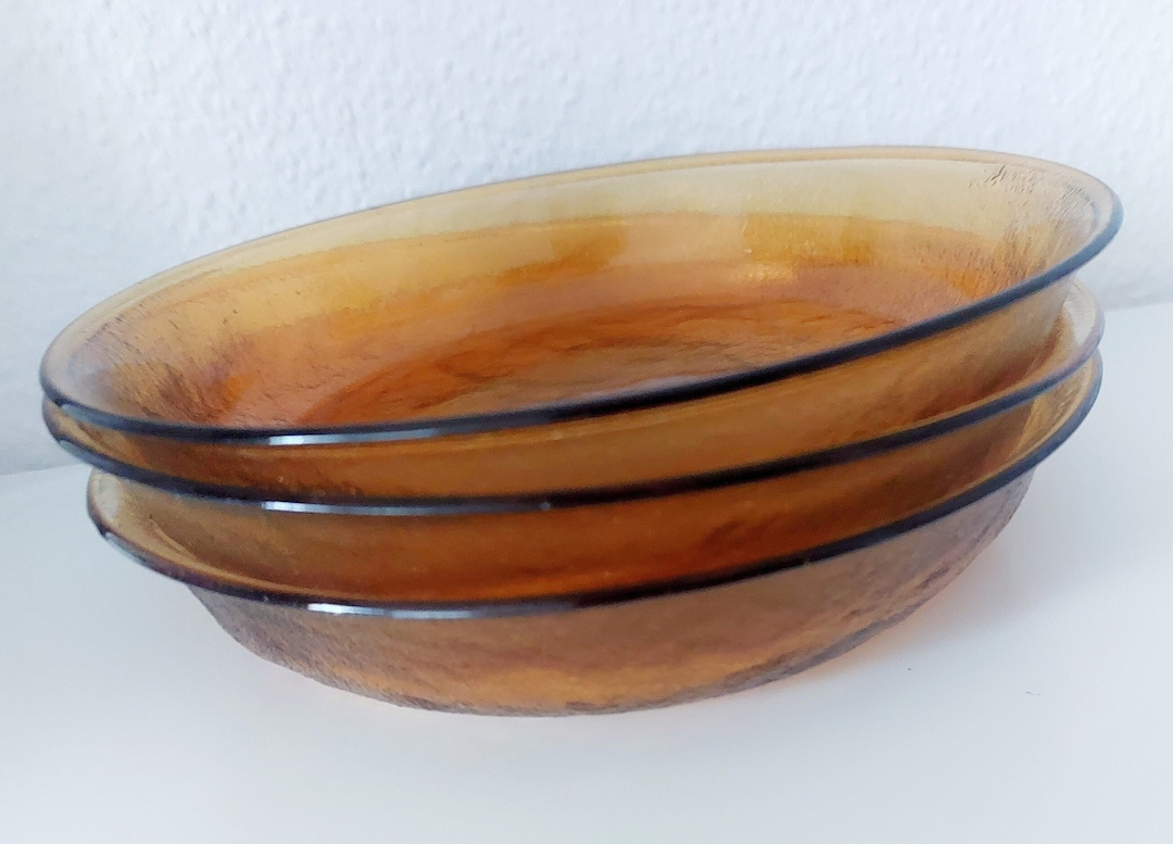 3 Arcoroc Sierra Soup Plates Amber Glass Soup Plates From the 70s ...