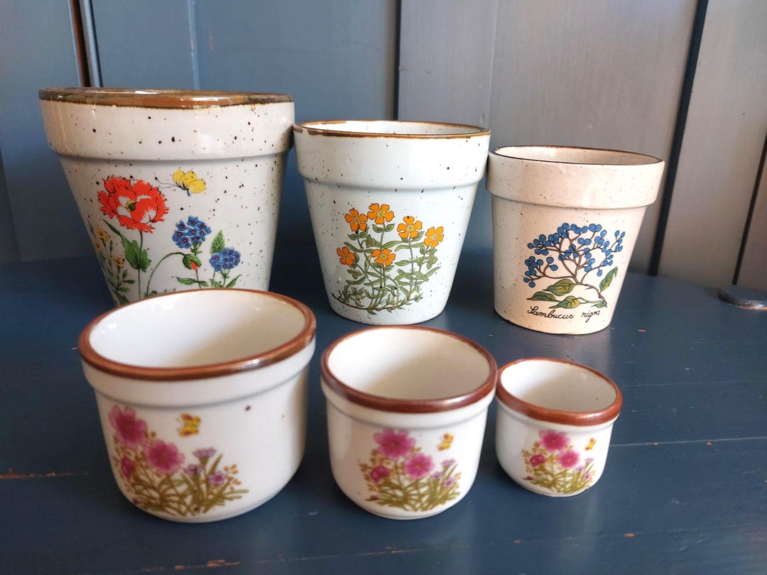 6 Herb Pots From the 70s/80s - Planters in Different Sizes - Retro ...