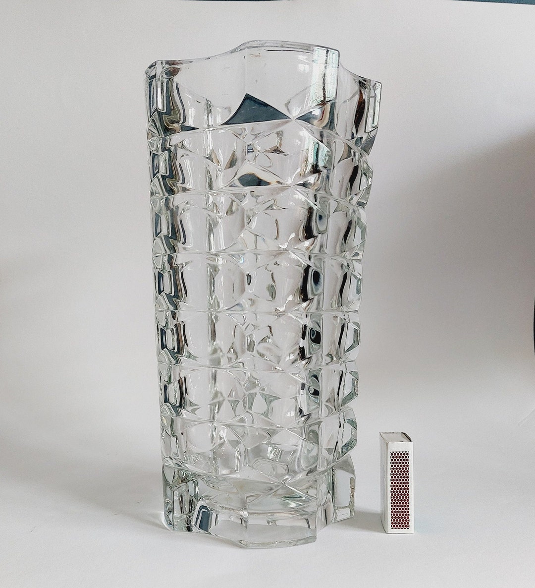 LUMINARC Glass Vase Heavy Block Glass Vase From the 70es 24.8 Cm ...