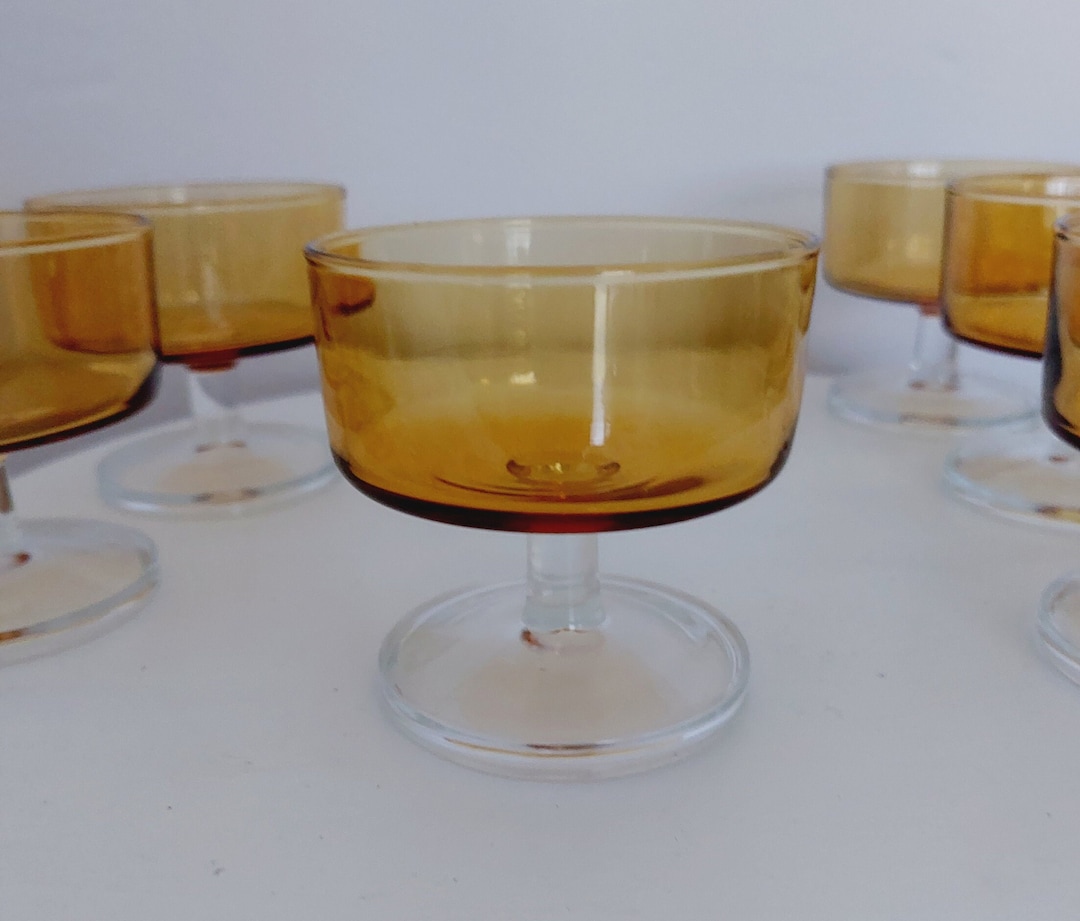 6 Luminarc Champagne Glasses Amber Glass Yellow Luminarc France ...