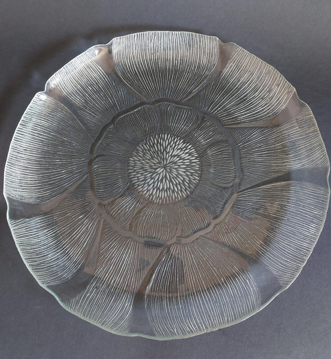 Arcoroc Fleur Serving Plate - Flat Large Glass Platter From France With ...