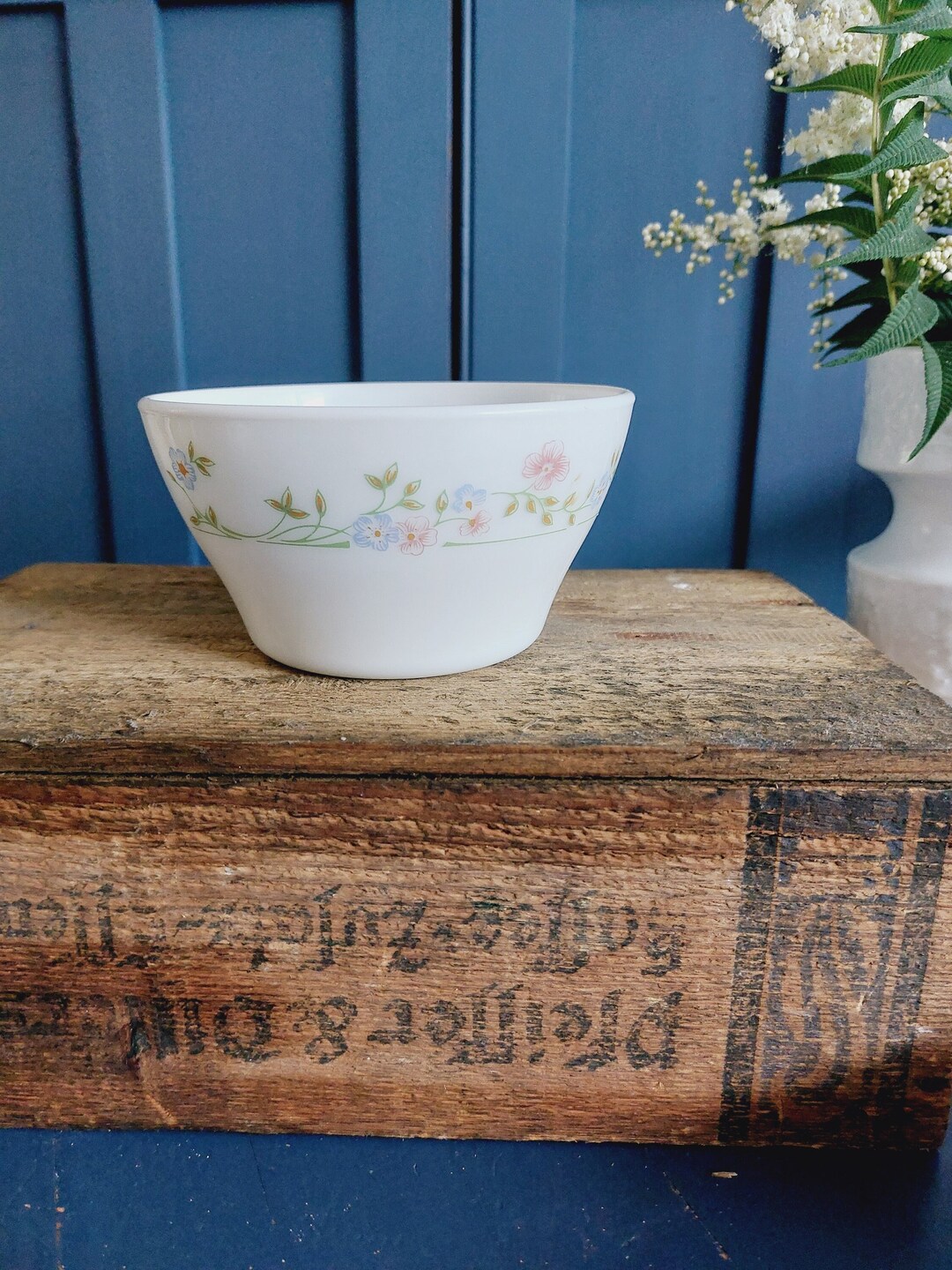 70s Pyrex England Cereal Bowl - Bol for Cafe Au Lait - Pink and Blue ...