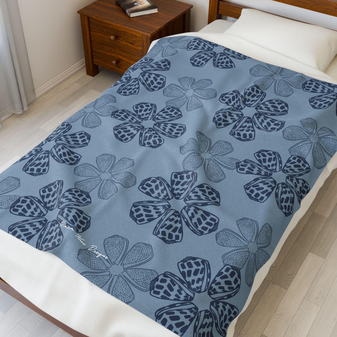 Hebrew Cone Shell Velveteen Plush Blanket in Ocean | Shell Blanket ...