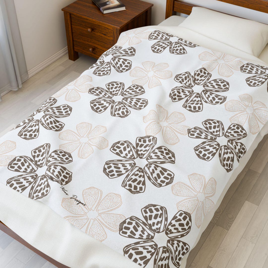Hebrew Cone Shell Velveteen Plush Blanket in Coconut | Shell Blanket ...