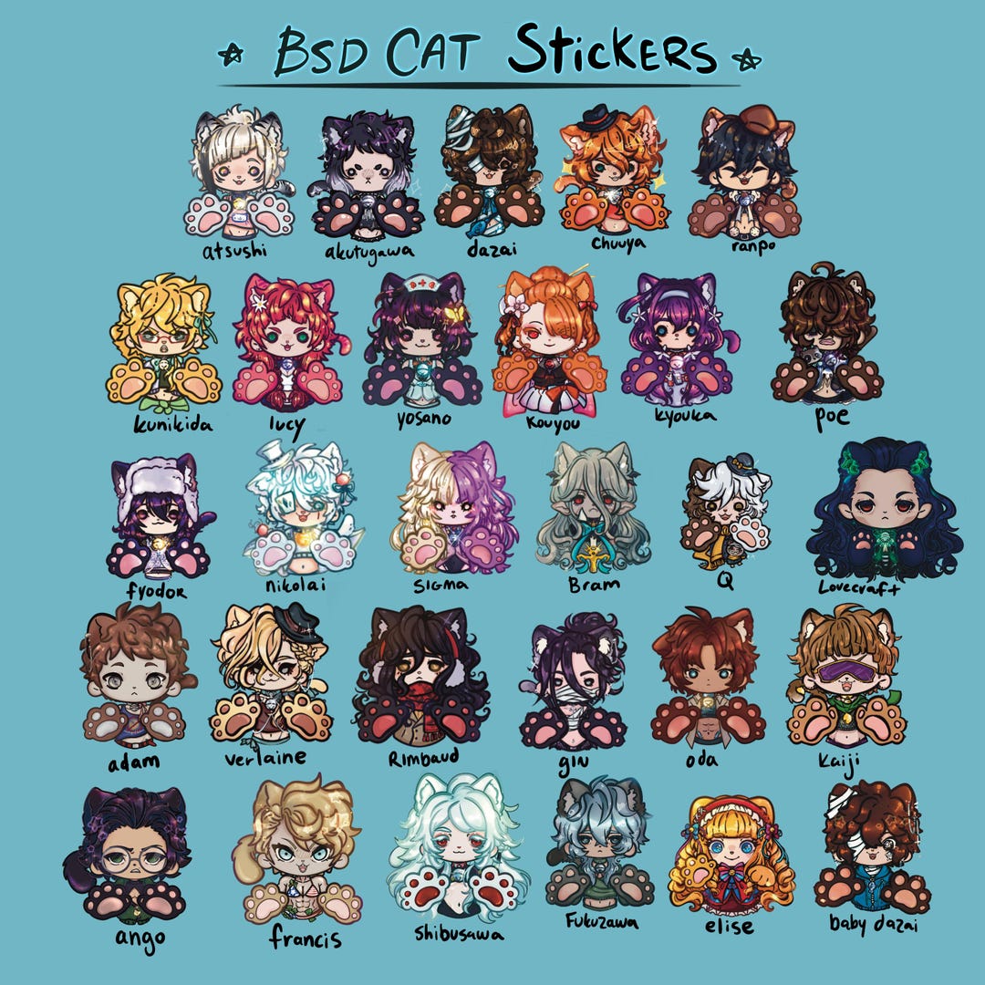 BSD Cat Stickers - Etsy
