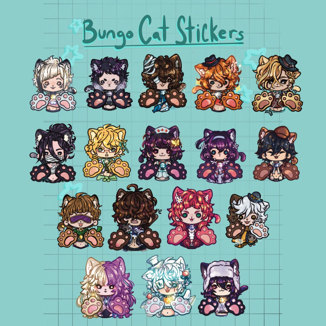 BSD Cat Stickers - Etsy