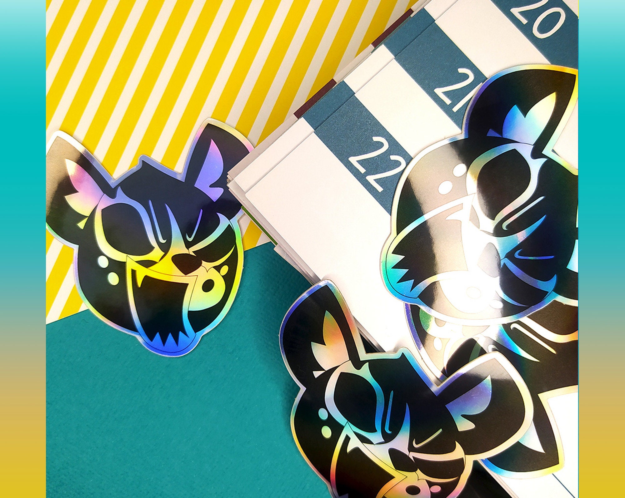 Angry Red Panda and Hyena Holo Stickers - Etsy