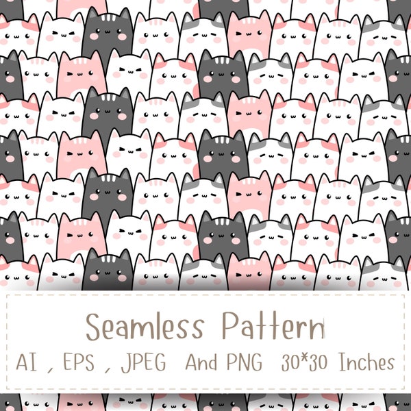 Kitty Seamless Pattern - Etsy