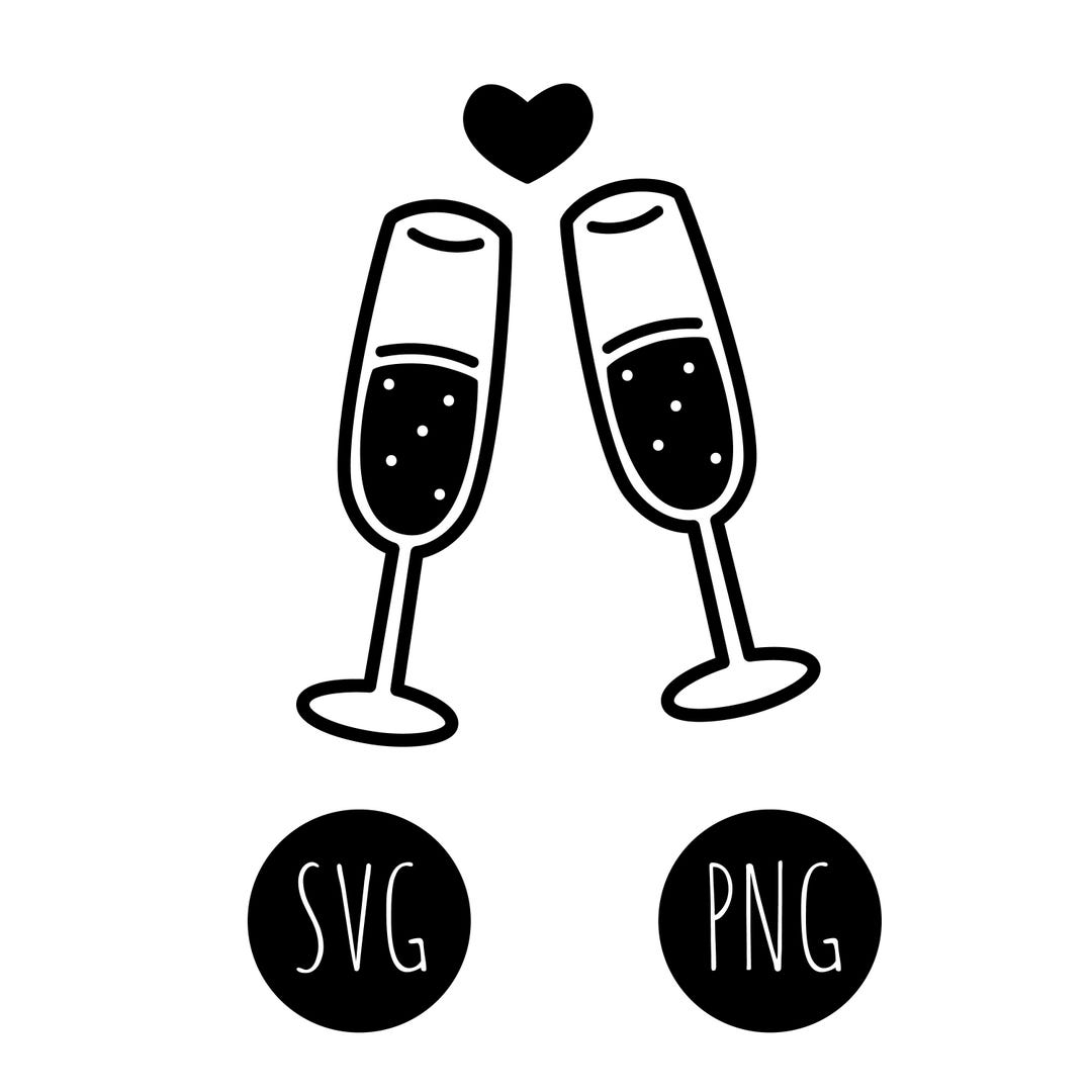 Champagne Toasting Line Art Svg Png : Cut Ready Digital Design for ...