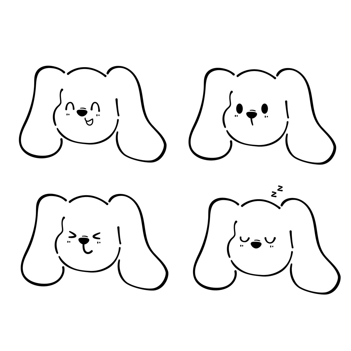 Droopy Ear Dog Line Art: Cartoon SVG PNG Cut File - Etsy