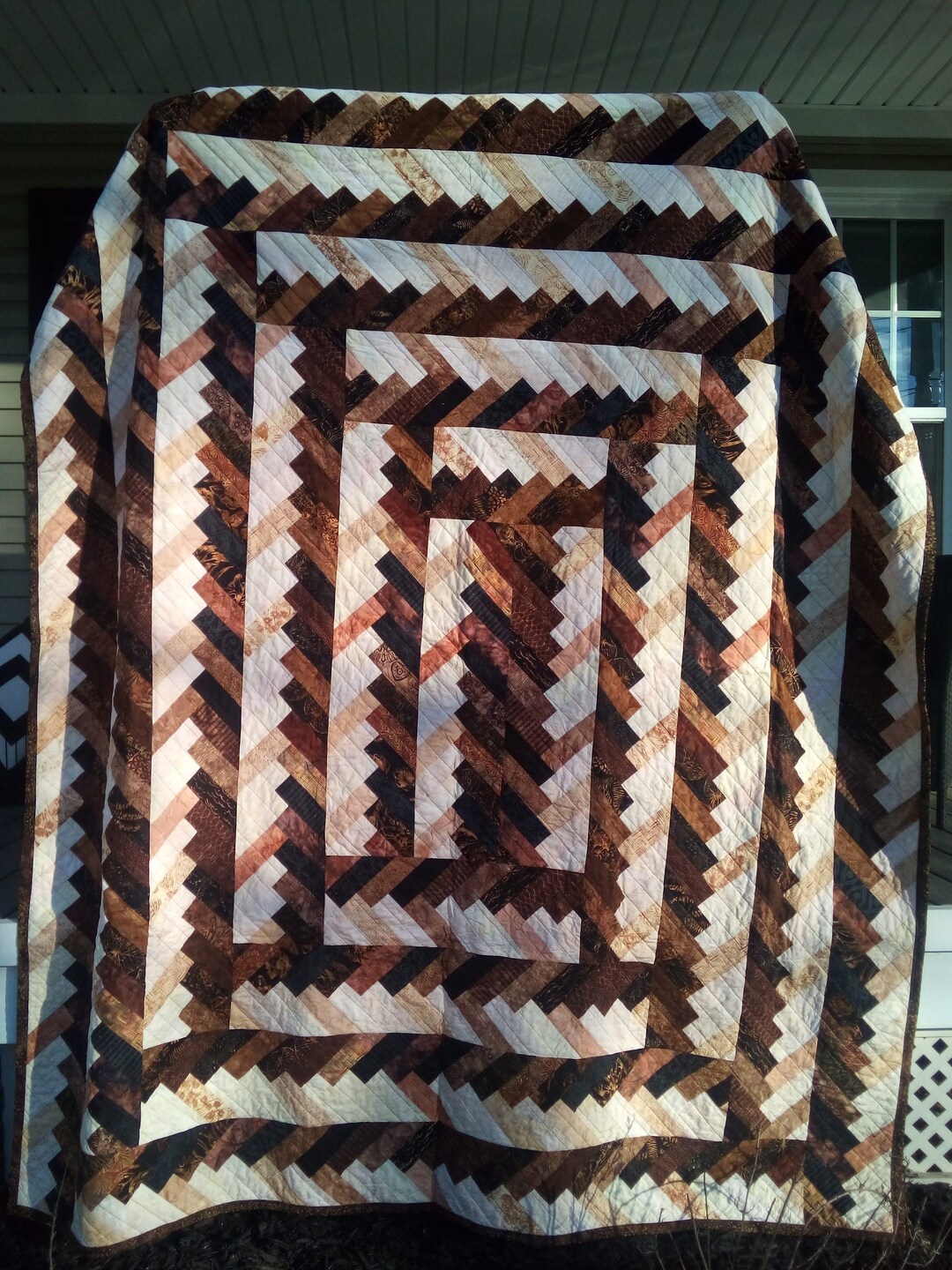 Brown and Cream Log Cabin Braid - Etsy