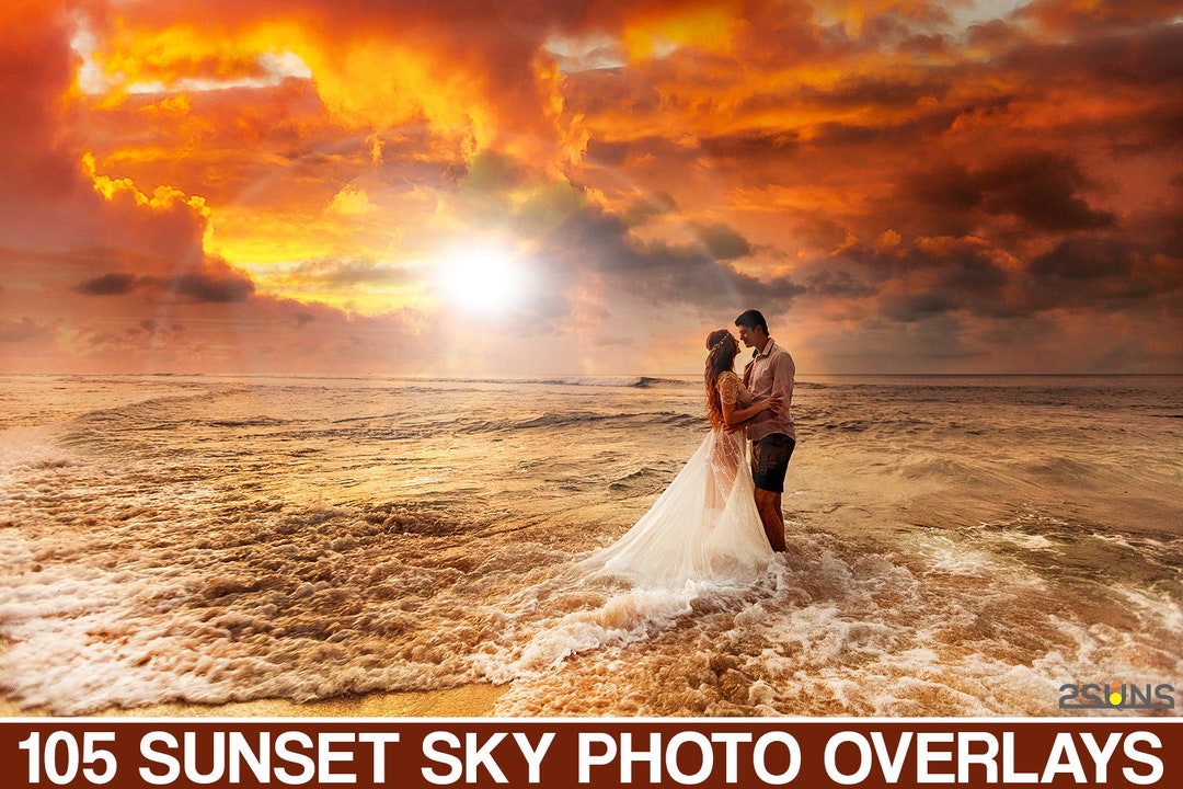 Sunset Sky Overlay, Sky Photoshop Overlays, Cloud Photo Overlays, Blue ...