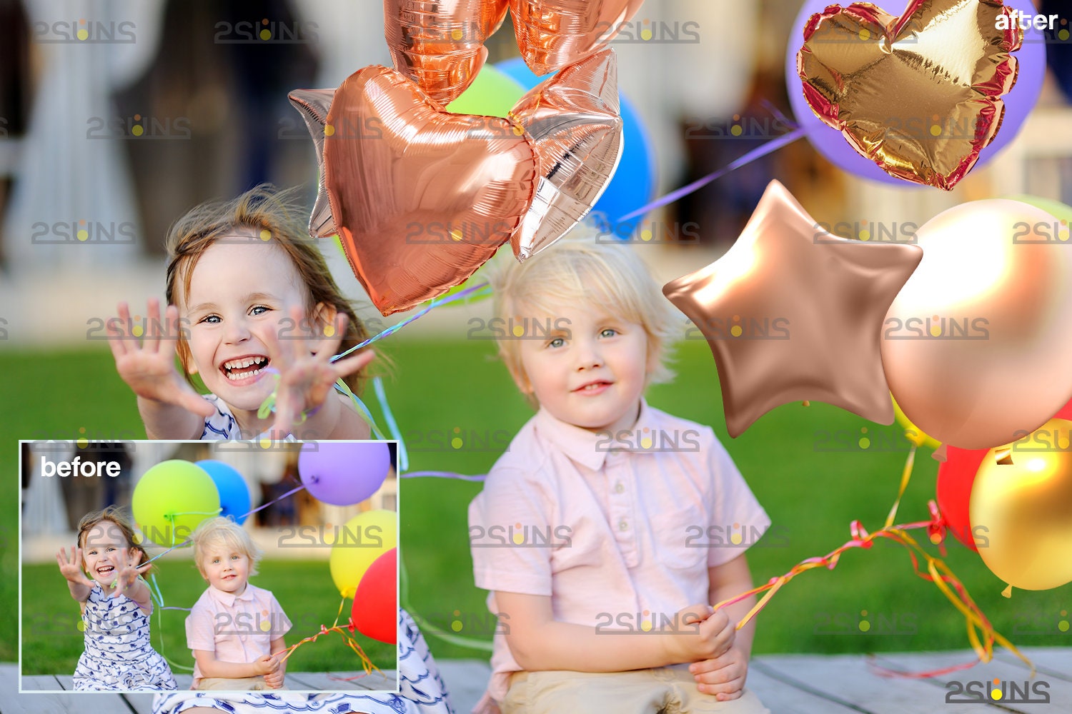 Color Balloons Photo Overlay, Ballooons Photoshop Overlays, Birthday ...