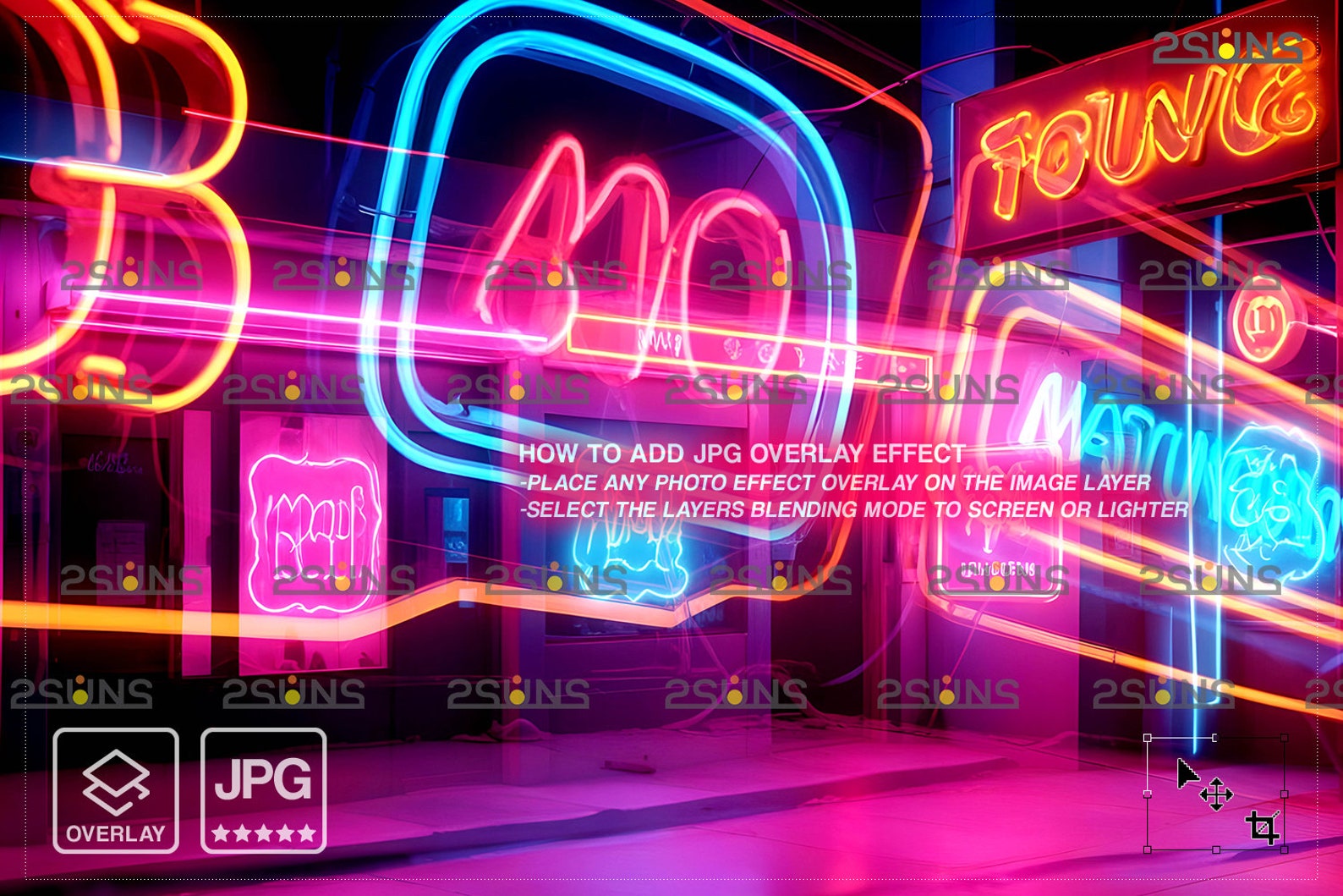 Neon Photoshop Overlays, Bokeh Overlays, Neon Backdrop, Neon Light ...